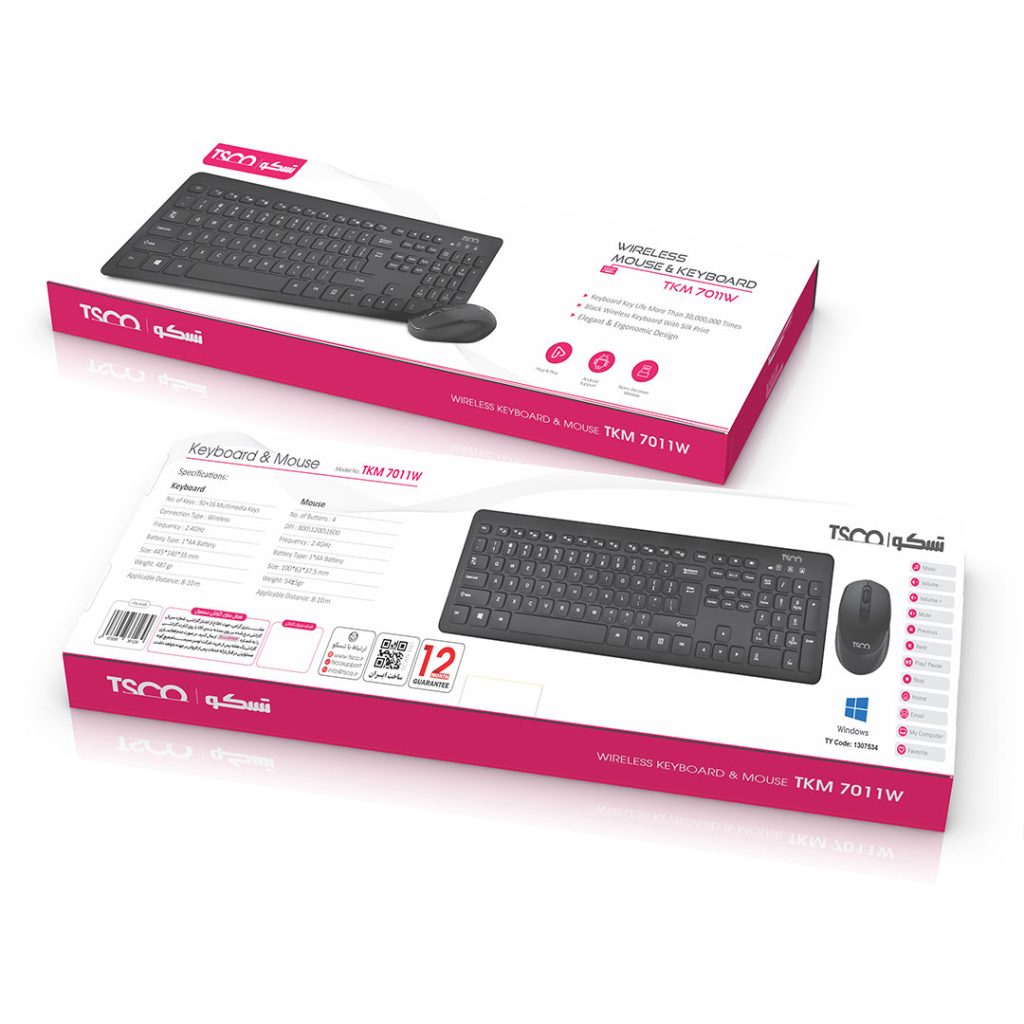 کیبورد و ماوس تسکو مدل TKM 7011 WN » تسکو TSCO